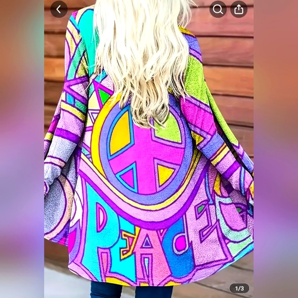 Sweaters | Colorful Peace Sign Womens Cardigan | Poshmark